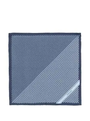 FERRAGAMO Brio Silk Pocket Square - Navy Blue