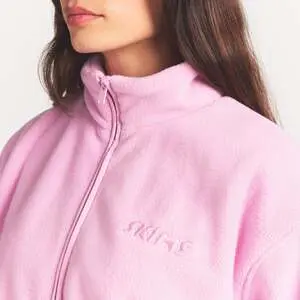 SKIMS Mock Neck Zip Up Jacket Bubble Gum | Pink | | Outdoor Fleece