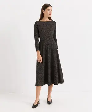 PACT Fit & Flare Three Quarter Sleeve Ballet Dress Made With Organic Cotton - Painted Dots