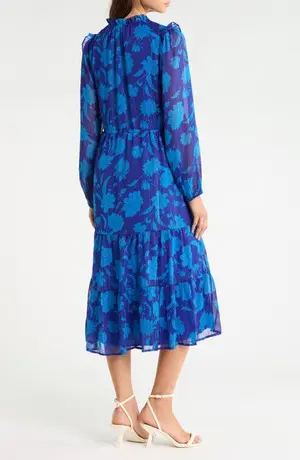 SUGARLIPS Kristen Balloon Sleeve Tiered Midi Dress