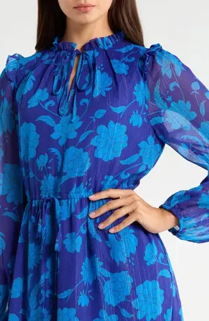 SUGARLIPS Kristen Balloon Sleeve Tiered Midi Dress