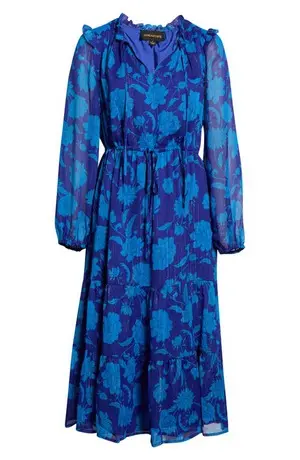 SUGARLIPS Kristen Balloon Sleeve Tiered Midi Dress