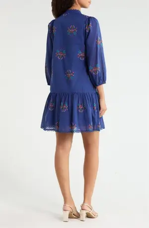 SUGARLIPS Yamila Floral Ruffle Drop Waist Cotton Minidress