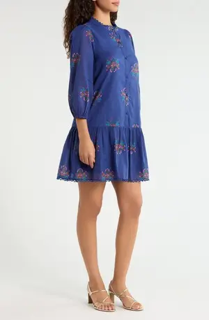 SUGARLIPS Yamila Floral Ruffle Drop Waist Cotton Minidress