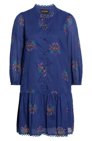 SUGARLIPS Yamila Floral Ruffle Drop Waist Cotton Minidress
