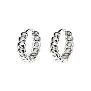 TAMA TOKYO Tsubu Rhodium & Sterling Beaded Huggie Hoop And Septum Ring - Silver