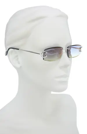 Cartier 56mm Frameless Rectangular Sunglasses