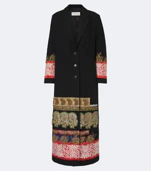 Dries Van Noten Embellished Wool Coat - Black