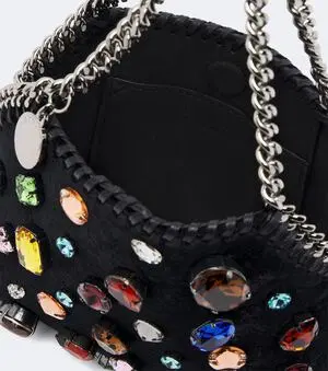 Stella McCartney Falabella Tiny Embellished Velvet Shoulder Bag