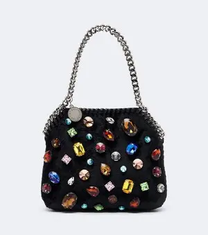 Stella McCartney Falabella Tiny Embellished Velvet Shoulder Bag - Multicoloured