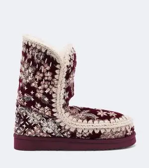 Mou 24 Shearling-lined Velvet Ankle Boots