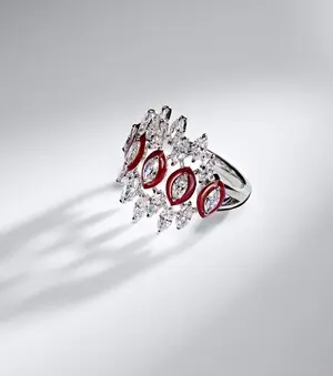 KAMYEN Tiara 18kt White Gold And Enamel Pinky Ring With Diamonds