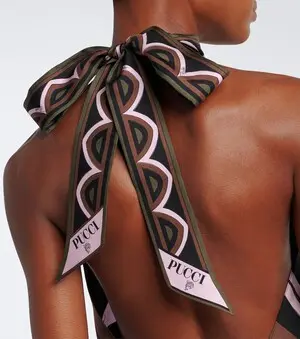 Emilio Pucci Marmo Halterneck Silk Twill Top