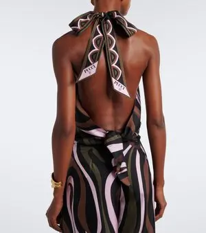 Emilio Pucci Marmo Halterneck Silk Twill Top