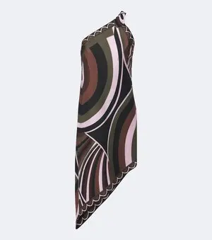 Emilio Pucci Iride One-shoulder Silk Twill Midi Dress - Multicoloured