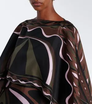 Emilio Pucci Marmo And Dune Caped Silk Twill Gown