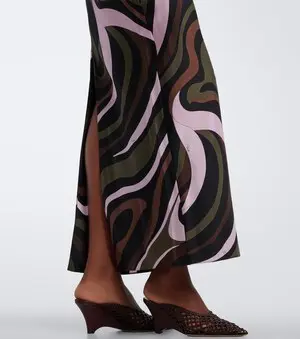 Emilio Pucci Marmo And Dune Caped Silk Twill Gown