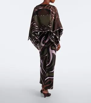 Emilio Pucci Marmo And Dune Caped Silk Twill Gown