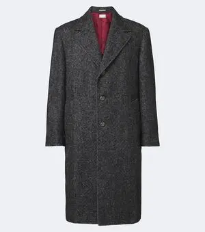 Brunello Cucinelli Herringbone Wool And Alpaca-blend Coat - Grey