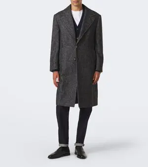 Brunello Cucinelli Herringbone Wool And Alpaca-blend Coat