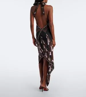 Emilio Pucci Baiadera Halterneck Silk Twill Midi Dress