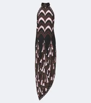 Emilio Pucci Baiadera Halterneck Silk Twill Midi Dress - Multicoloured