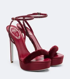 Rene Caovilla Embellished Platform Sandals - Red