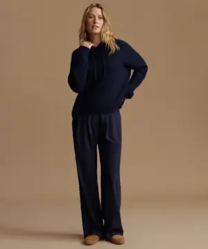 Jenni Kayne Cashmere Fisherman Sweater Hoodie - Navy
