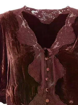 Rixo Ursula Lace-trim Velvet Top