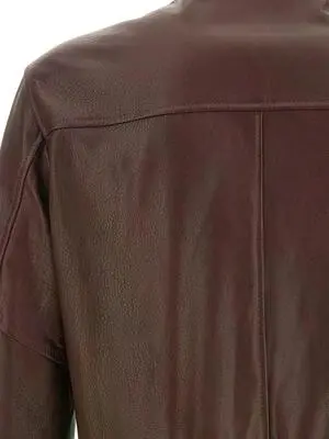 Tagliatore High-collar Leather Jacket - Red