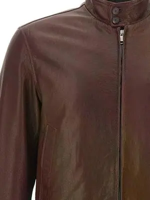 Tagliatore High-collar Leather Jacket