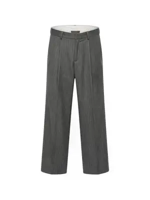 MOOD-ONE Pinstripe-pattern Pleated Trousers - Grey