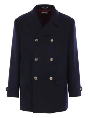 Brunello Cucinelli Double-breasted Wool Coat - Blue