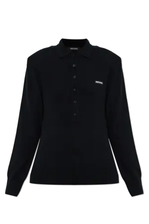 ROTATE BY BIRGER CHRISTENSEN Long-sleeved Wool Polo - Black