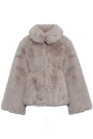 ROTATE BY BIRGER CHRISTENSEN Short Faux Fur Jacket - Grey