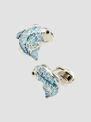 JAN LESLIE Koi Fish Mother-of-pearl Cufflinks
