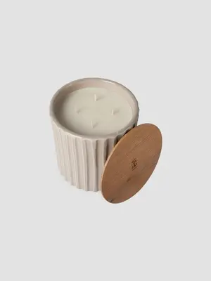 Brunello Cucinelli Large Scented Candle In Ridged Ceramic Vessel - Beige