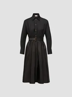 Moncler Long Dress In Wool - Black