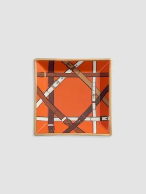 Jonathan Adler Saville Porcelain Square Tray - Orange
