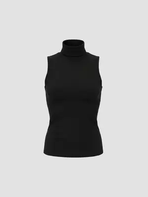 Cynthia Rowley Sutton Jersey Sleeveless Turtleneck Top