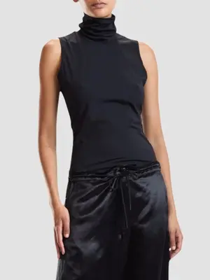 Cynthia Rowley Sutton Jersey Sleeveless Turtleneck Top