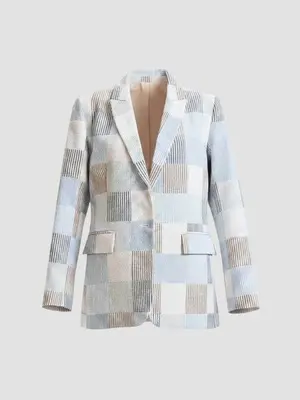Cynthia Rowley Millie Seersucker Single-breasted Blazer