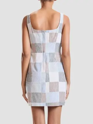Cynthia Rowley Millie Patchwork Seersucker Scoopneck Minidress