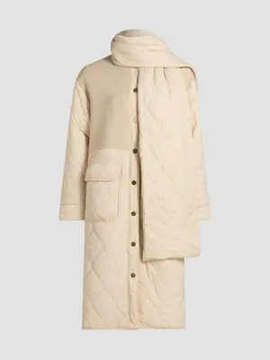 Ramy Brook Melaine Quilted Rib-knit Scarf Coat - Bone