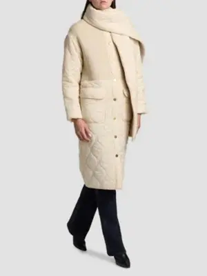 Ramy Brook Melaine Quilted Rib-knit Scarf Coat