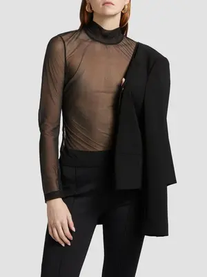 Rosetta Getty Sheer Turtleneck Long-sleeve T-shirt