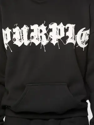 PURPLE BRAND Logo Cotton Fleece Hoodie