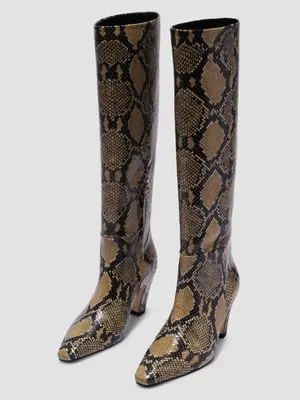 AeydĒ Silva 75mm Snakeskin-print Leather Knee-high Boots