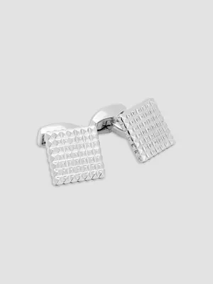 Tateossian Silvertone 3d Pyramid Cufflinks
