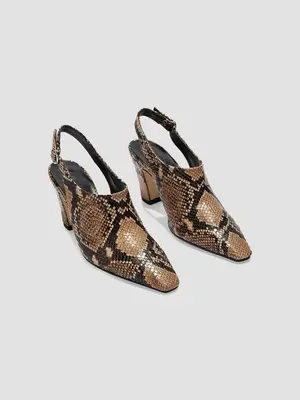 AeydĒ Maude Snake-embossed Leather Slingback Pumps